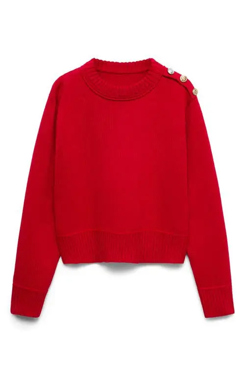 Mango Button Detailed Mock Neck Sweater - Red