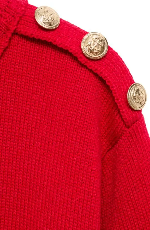 Mango Button Detailed Mock Neck Sweater - Red