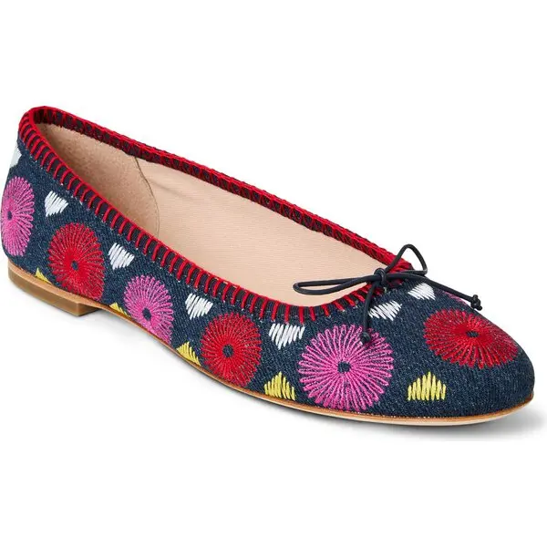 Jack Rogers Bettie Embroidered Flower Ballet Flat