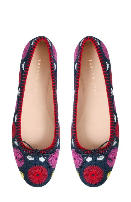 Jack Rogers Bettie Embroidered Flower Ballet Flat