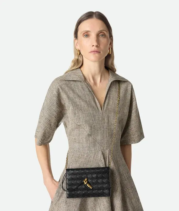 Bottega Veneta Andiamo Pouch On Chain - Black