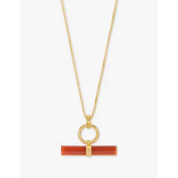 RACHEL JACKSON Vitality Carnelian T-bar Necklace - Gold