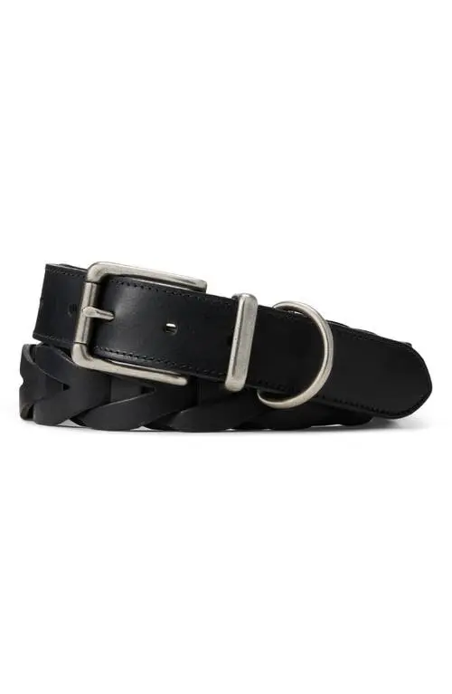 Ralph Lauren Purple Label Braided Leather Belt - Black