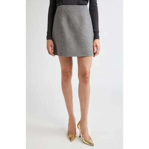 Carolina Herrera Virgin Wool Miniskirt - Melange Grey