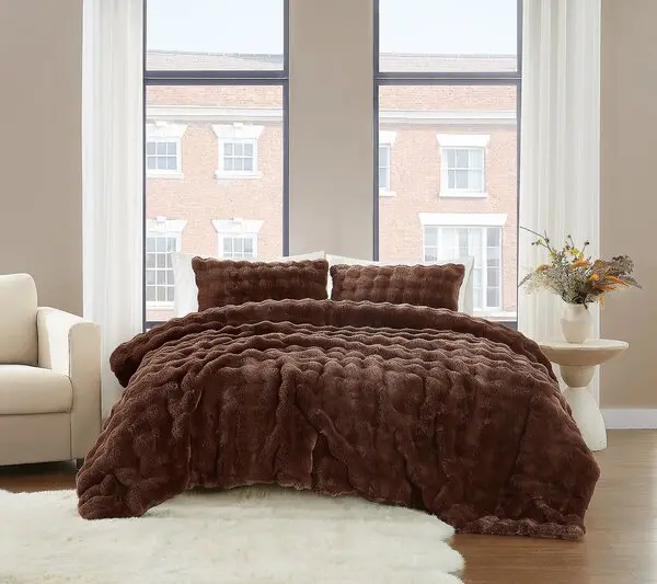 BROOKLYN LOOM Bubble Faux Fur King Comforter Se T - One-color