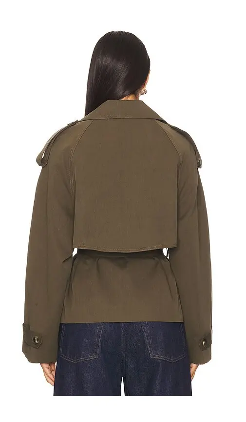 ELODIE THE LABEL Elodie Eleanor Cropped Trench Coat - Olive