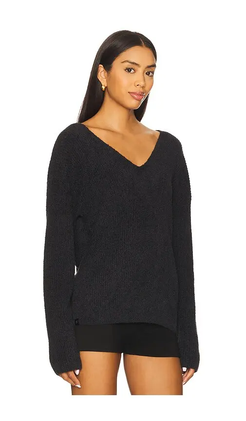 Barefoot Dreams Cozychic Lite Ribbed V Pullover With Back Tie