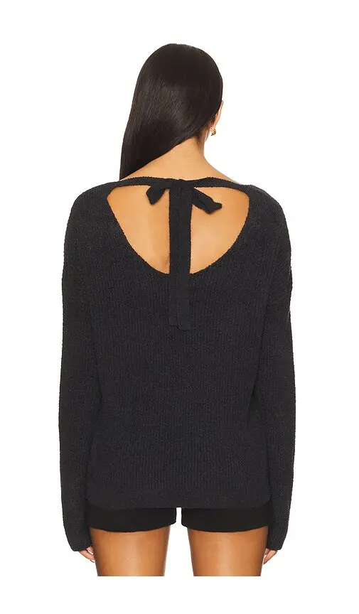 Barefoot Dreams Cozychic Lite Ribbed V Pullover With Back Tie