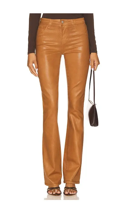 L'Agence Selma High-rise Baby Bootcut Jeans - Cognac Coated