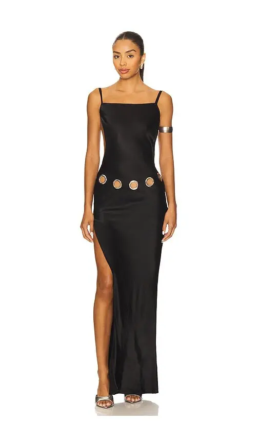 1XBLUE Eyelet Maxi Dress - Black
