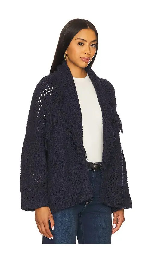 Autumn Cashmere Southwest Fringed Shawl Collar Throw Jacket