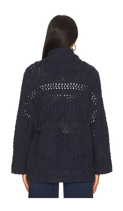 Autumn Cashmere Southwest Fringed Shawl Collar Throw Jacket