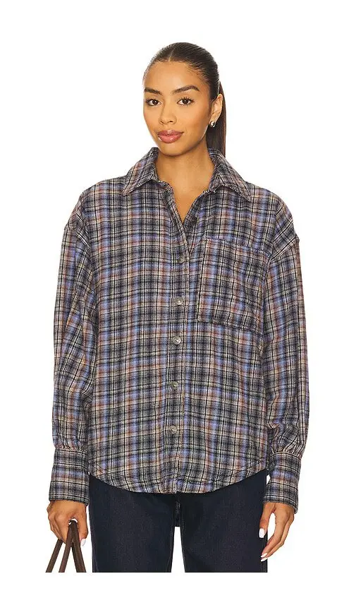 Free People Ashley Plaid Shirt - Blue Combo