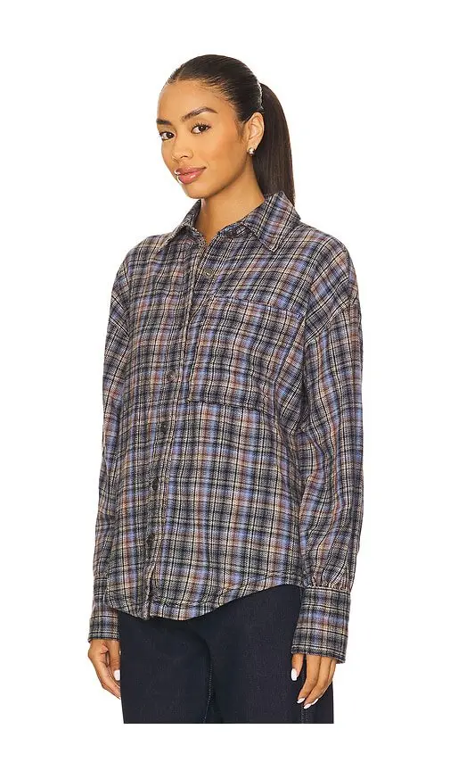Free People Ashley Plaid Shirt - Blue Combo