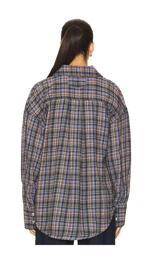 Free People Ashley Plaid Shirt - Blue Combo