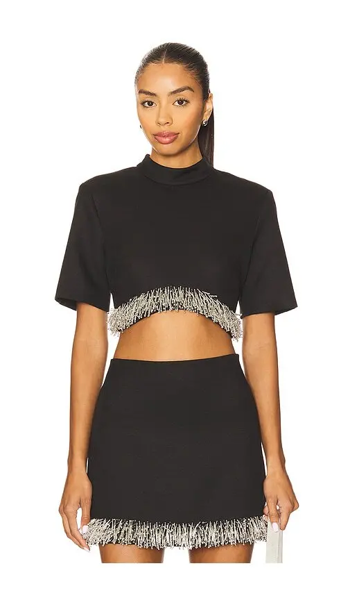 Simkhai Jalen Cropped Top With Embellished Hem