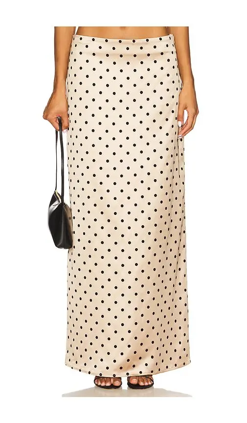 MORE TO COME Elianna Midi Skirt - Tan Polka Dot