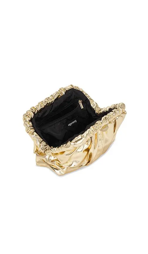 OLGA BERG Betty Metallic Clutch In Metallic - Gold