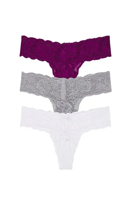 Cosabella Never Say Never Thong 3 Pack In Purple,grey - Carnevale  White  & Dove Gray