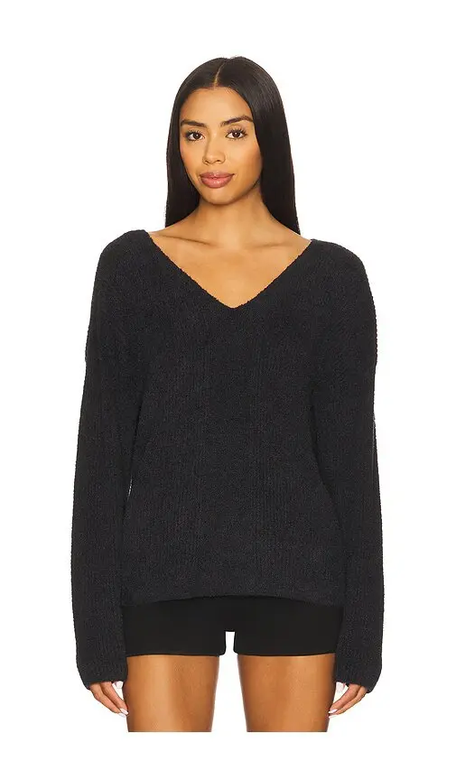 Barefoot Dreams Cozychic Lite Ribbed V Pullover With Back Tie