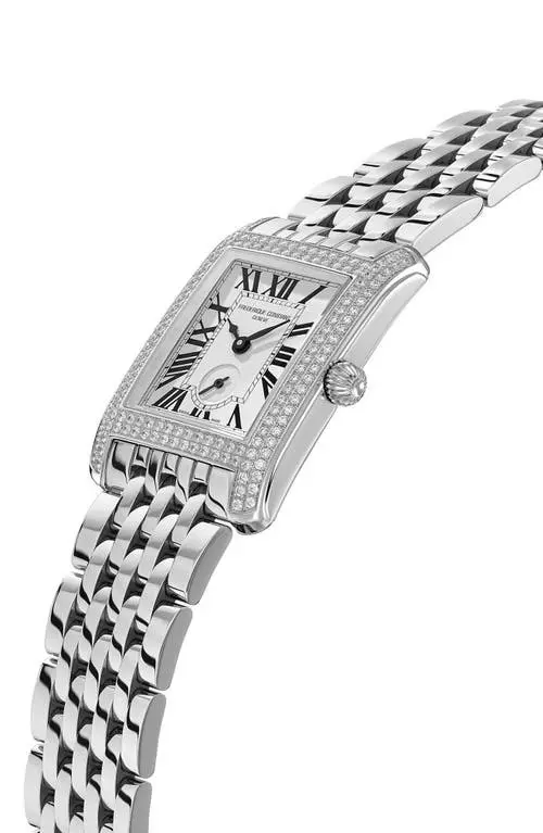 FREDERIQUE CONSTANT Classic Carrée Diamond Pavé Stainless Steel Watch - Silver-tone