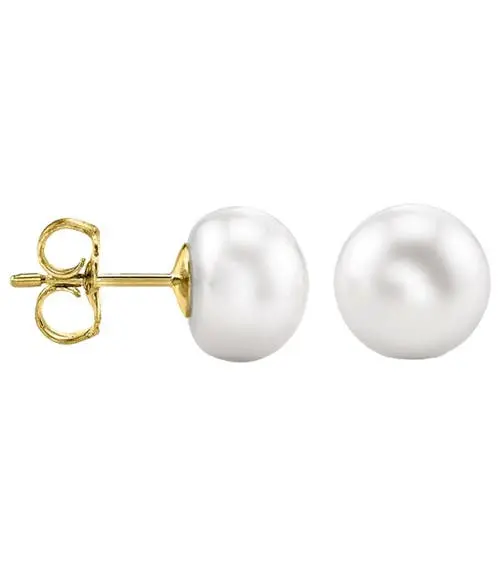 DONATELLO GIAN 14k Yellow Shell Pearl Stud Earrings - Gold