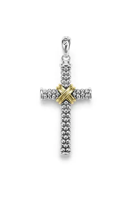 Lagos Anthem Two-tone Caviar Beaded Pendant - Silver