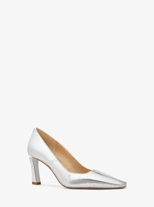 Michael Kors Darrah Crackled Metallic Leather Pump - Silver