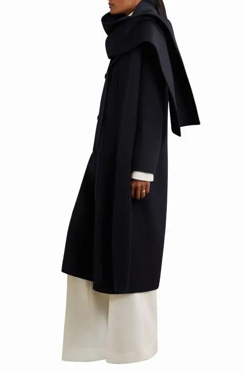 REISS Wool-blend Coat With Scarf - Navy