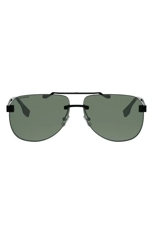 Fendi 61mm Polarized Pilot Sunglasses - Matte Black /green Polarized