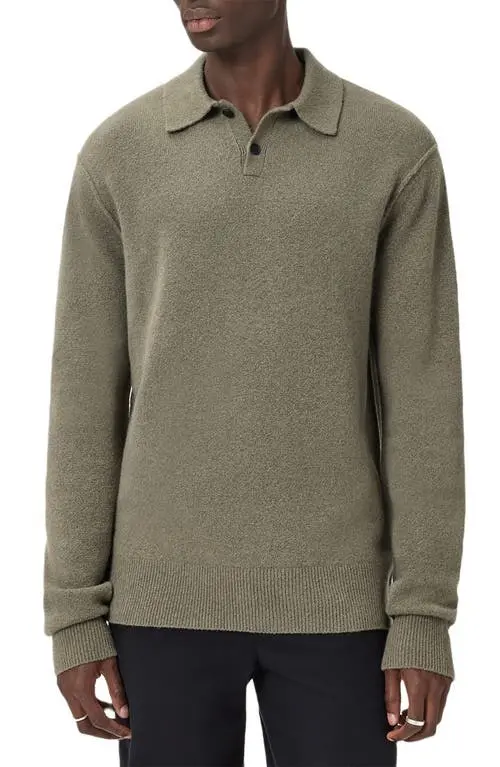 ALLSAINTS Patern Long Sleeve Polo - Dusky Green