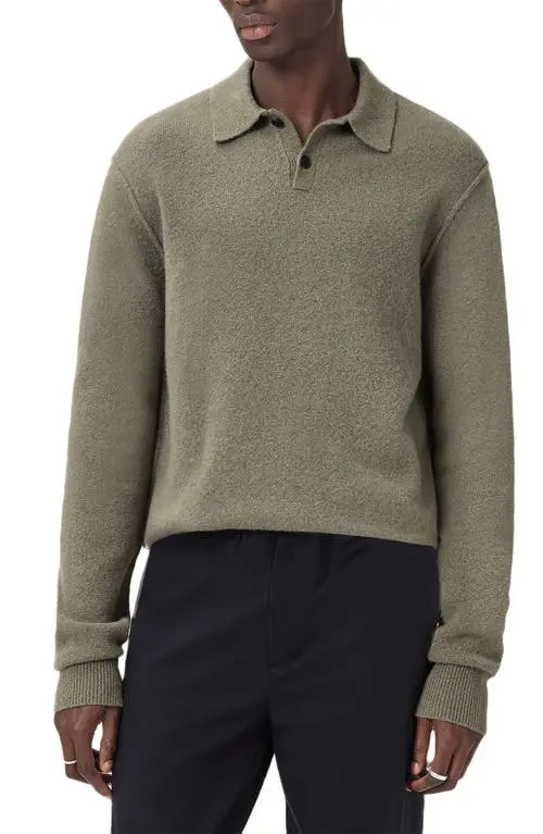 ALLSAINTS Patern Long Sleeve Polo - Dusky Green