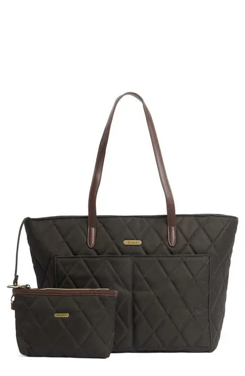 Barbour Quilted Nylon Tote - Olive