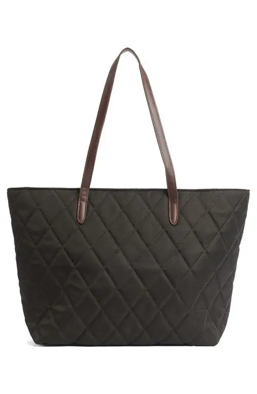 Barbour Quilted Nylon Tote - Olive