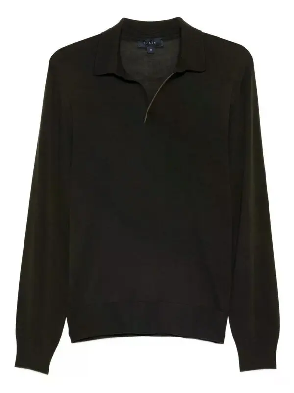 Sease Long-sleeved Polo Shirt - Brown