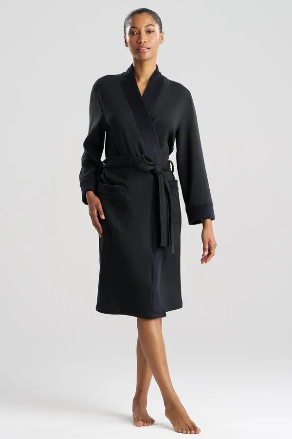 Natori Nova Cozy Brushed Knit Dream Robe - Black