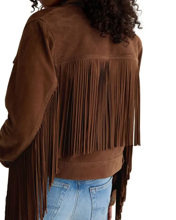 Ag Fringed Suede Trucker Jacket