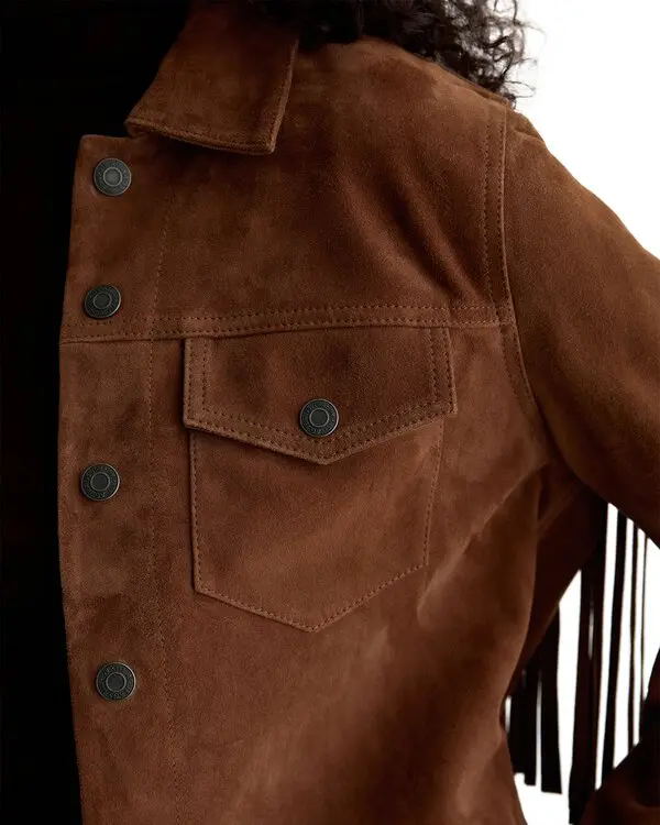 Ag Fringed Suede Trucker Jacket