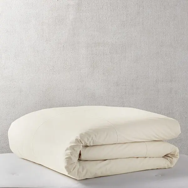HUDSON PARK COLLECTION Italian Percale Solid Duvet Cover, Full Queen Exclusive - Beige