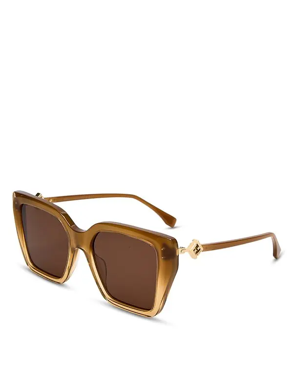 Fendi Ff Diamonds Square Sunglasses, 54mm - Opaline Caramel/brown