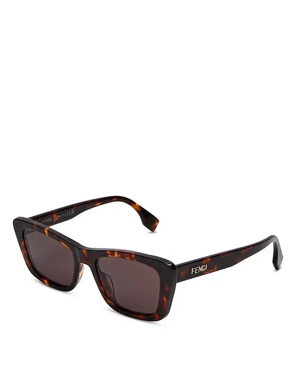 Fendi Geometric Sunglasses - Dark Havana/solid Khaki
