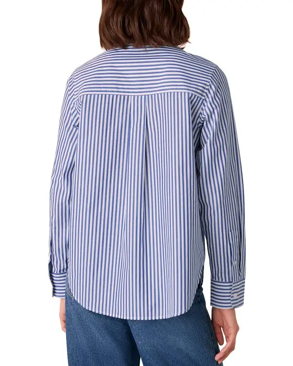 Whistles Petite Relaxed Fit Striped Shirt - Blue/white