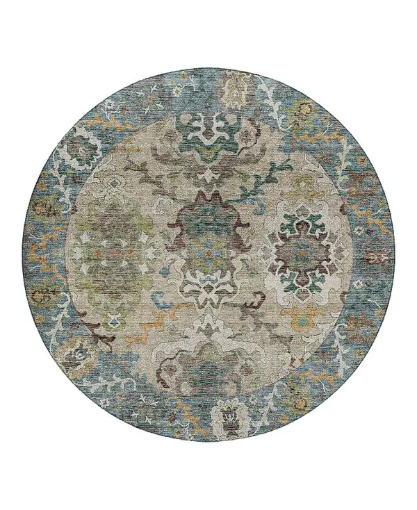 DALYN RUG COMPANY Silk Road Sr5 Round Area Rug, 8'0x8'0 - Aqua/ivory