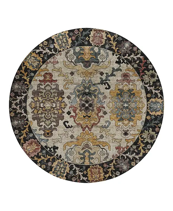 DALYN RUG COMPANY Silk Road Sr5 Round Area Rug, 8'0x8'0 - Black