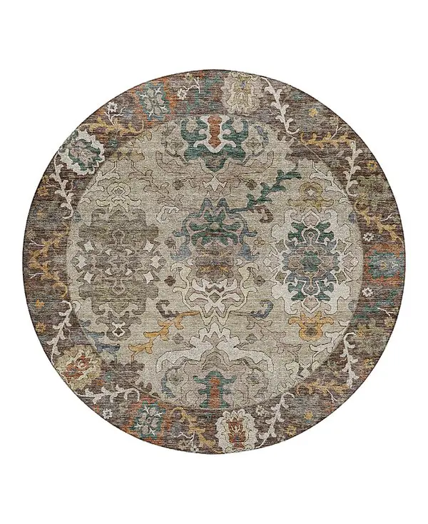DALYN RUG COMPANY Silk Road Sr5 Round Area Rug, 8'0x8'0 - Chocolate