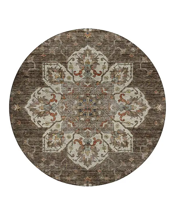 DALYN RUG COMPANY Silk Road Sr6 Round Area Rug, 8'0x8'0 - Chocolate