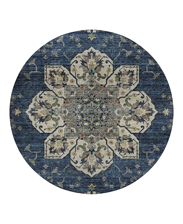 DALYN RUG COMPANY Silk Road Sr6 Round Area Rug, 8'0x8'0 - Navy