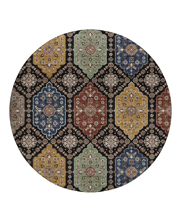 DALYN RUG COMPANY Silk Road Sr7 Round Area Rug, 8'0x8'0 - Black