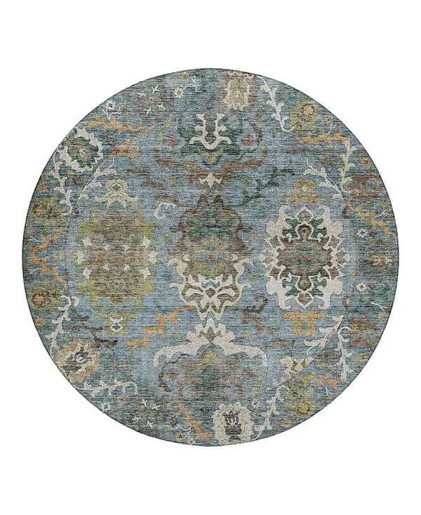 DALYN RUG COMPANY Silk Road Sr8 Round Area Rug, 8'0x8'0 - Blue/gold