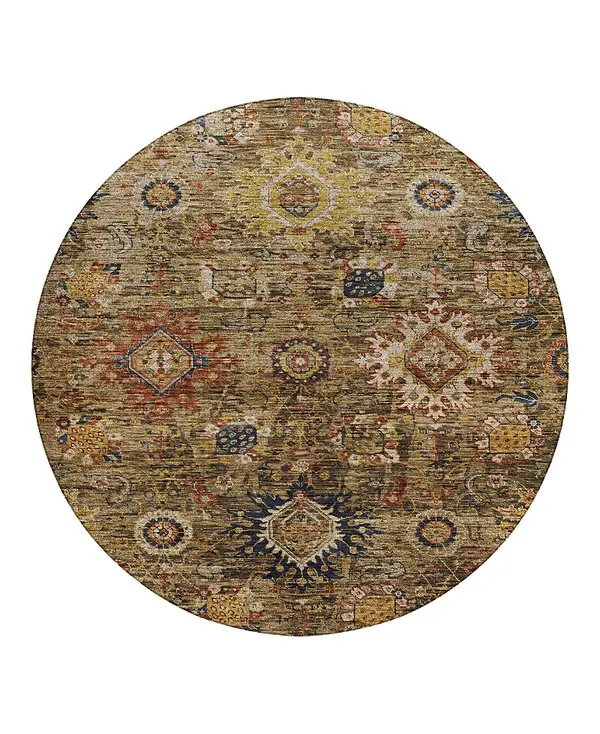 DALYN RUG COMPANY Silk Road Sr9 Round Area Rug, 8'0x8'0 - Camel/blue